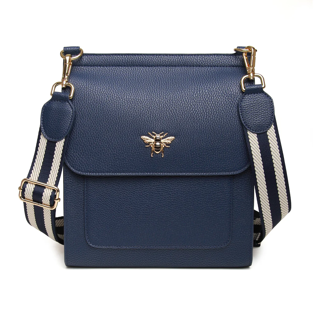 Alice Wheeler Large Bloomsbury Cross Body Bag - Navy | Luxury Beauty ...