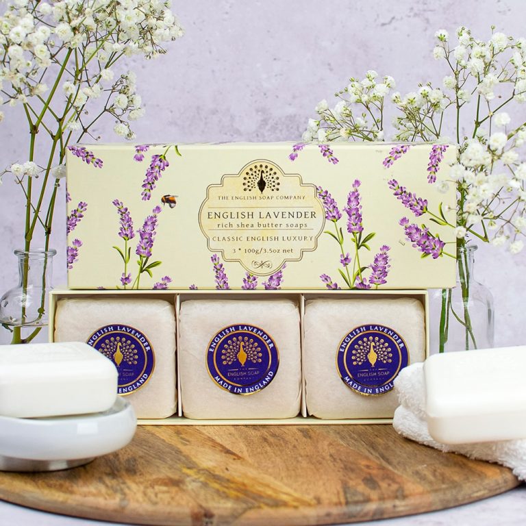 The English Soap Company English Lavender 3x 100g Hand Soaps Gift Set Luxury Beauty Skincare Wellness Products